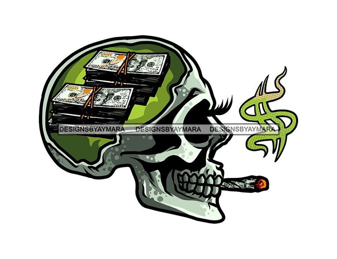 Female Woman Skull Head Money on My Brain Hustler Squeleton Death ...