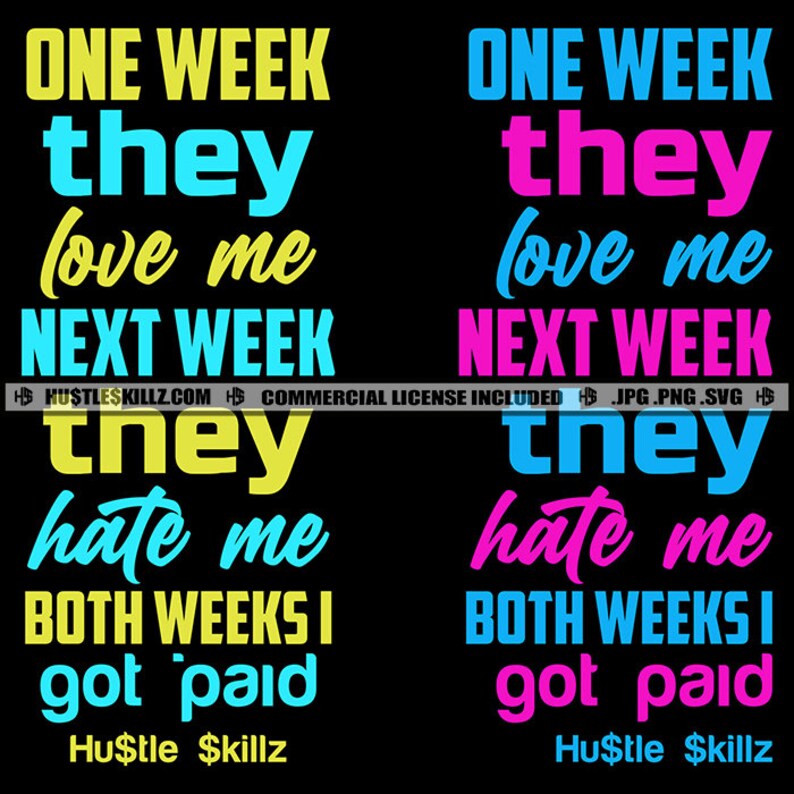 One Week They Love Illustration Design Sign Grind Illustration - Etsy