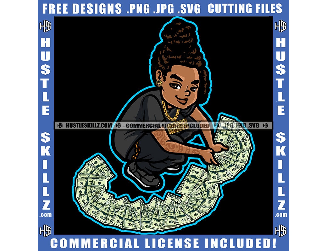 Young Black Female Dreads Braids Counting Cash Money Three - Etsy