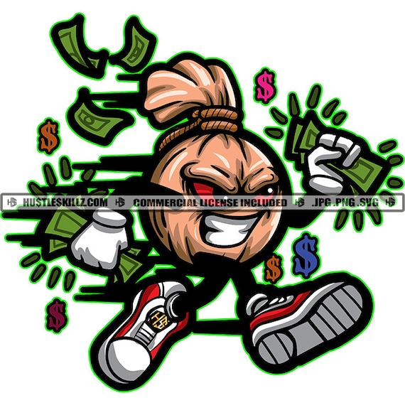 Money Bag Sneakers Dropping Dollar Signs Bills Cash Money - Etsy