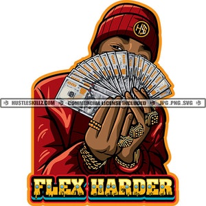 Flex Hard Gangster Black Man Winter Hat Gold Rings Money Cash Ghetto ...