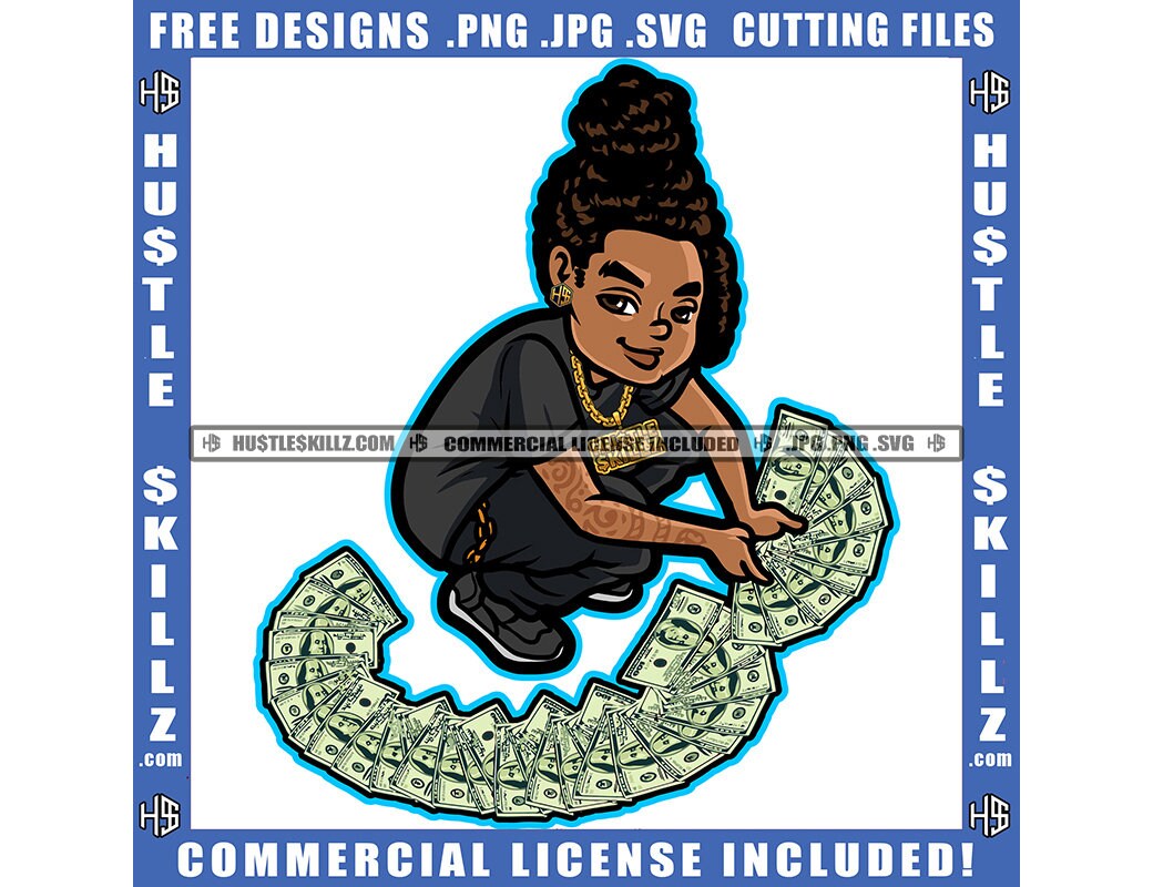 Young Black Female Dreads Braids Counting Cash Money Three - Etsy
