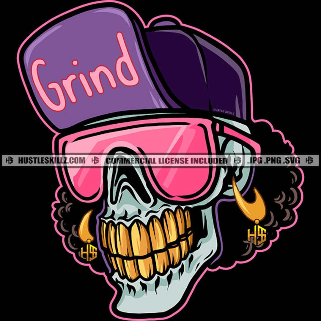 Grind Skeleton Skull Bones Death Grill Sunglasses Baseball Cap Hat ...