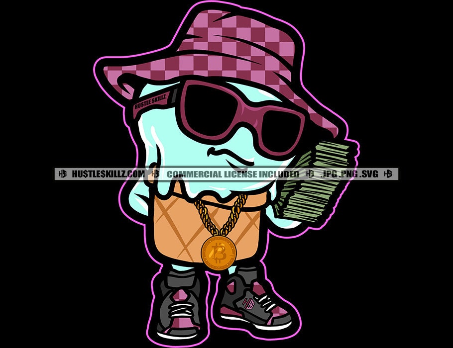 Gangster Ice-cream Man Money Stacks Bragging Dollar Snowman Grinding ...