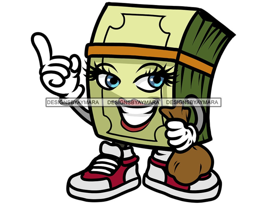 Money Stack Female Cartoon Character Money Bag Sneakers Shoes Hustler ...