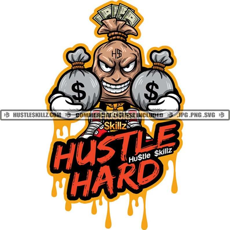 Money Bag Hustle Hard Grind Cash Gold Chain Dinero Dollar - Etsy