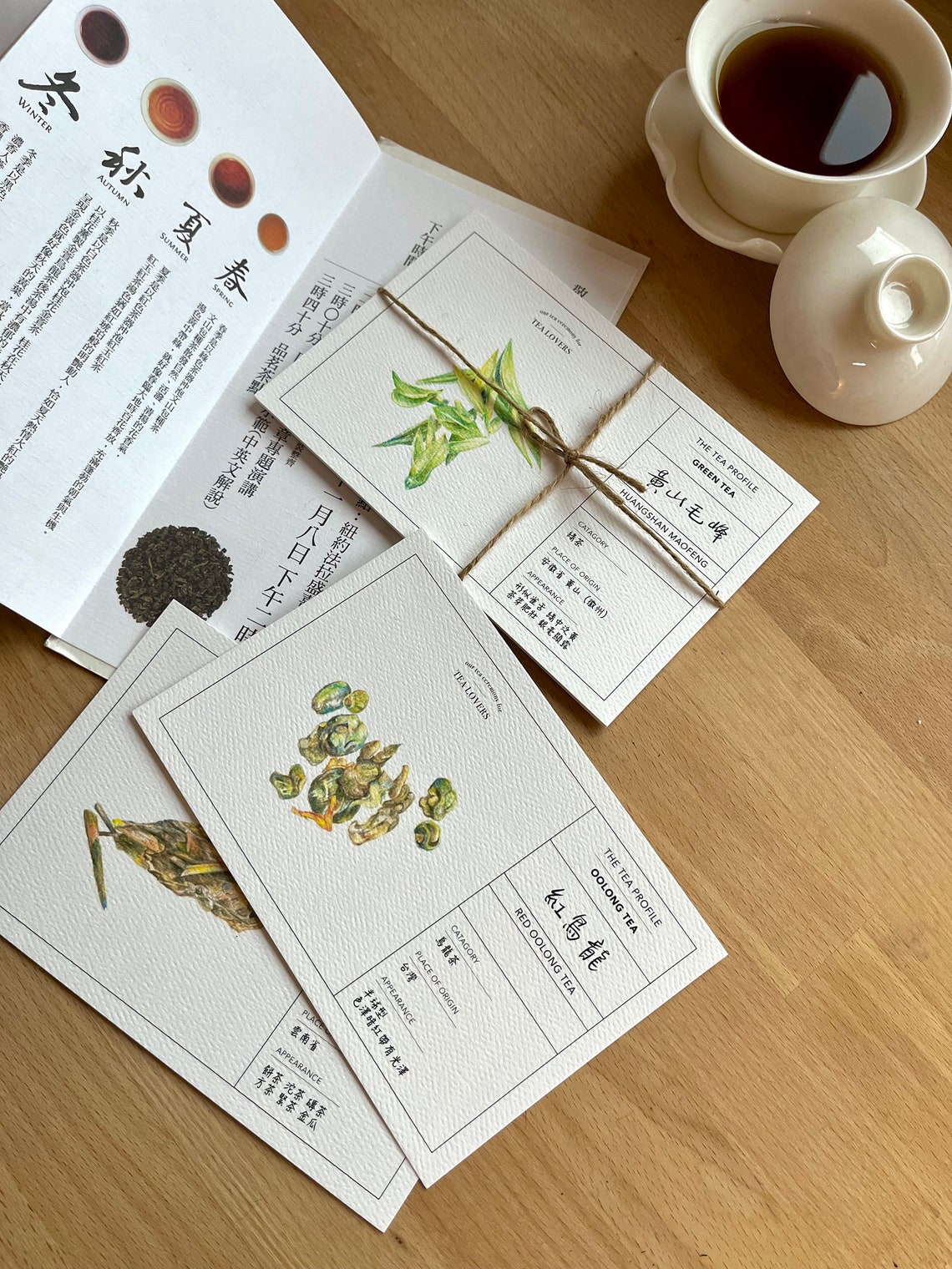 Tea Diary Post Card, Asian Traditional, Illustrations, Gift for Friends ...