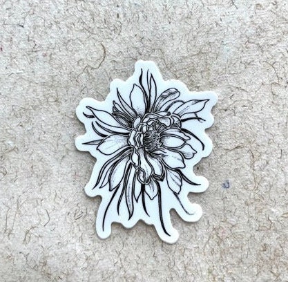 Flower Line Art Vinyl Sticker Black and White Water and - Etsy