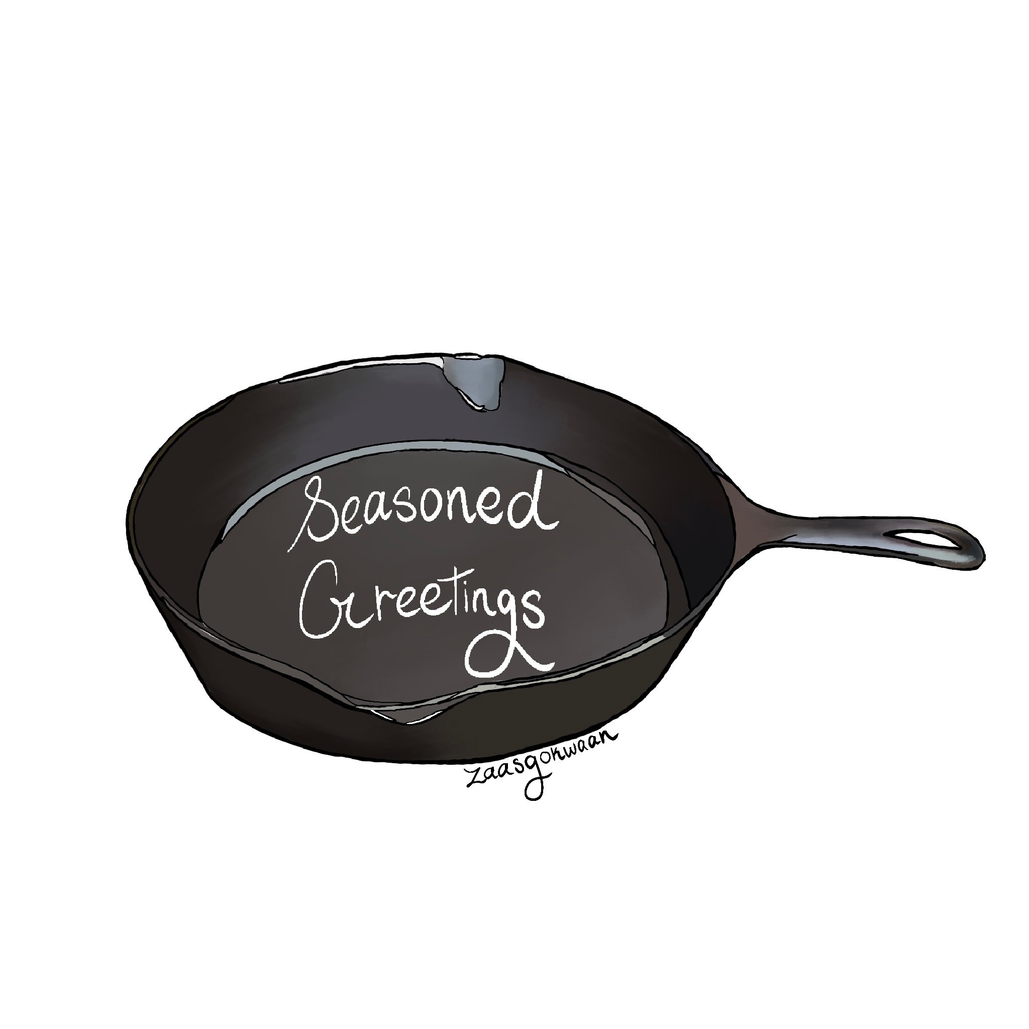 Cast Iron Pan Poster Seasoned Greetings - Etsy