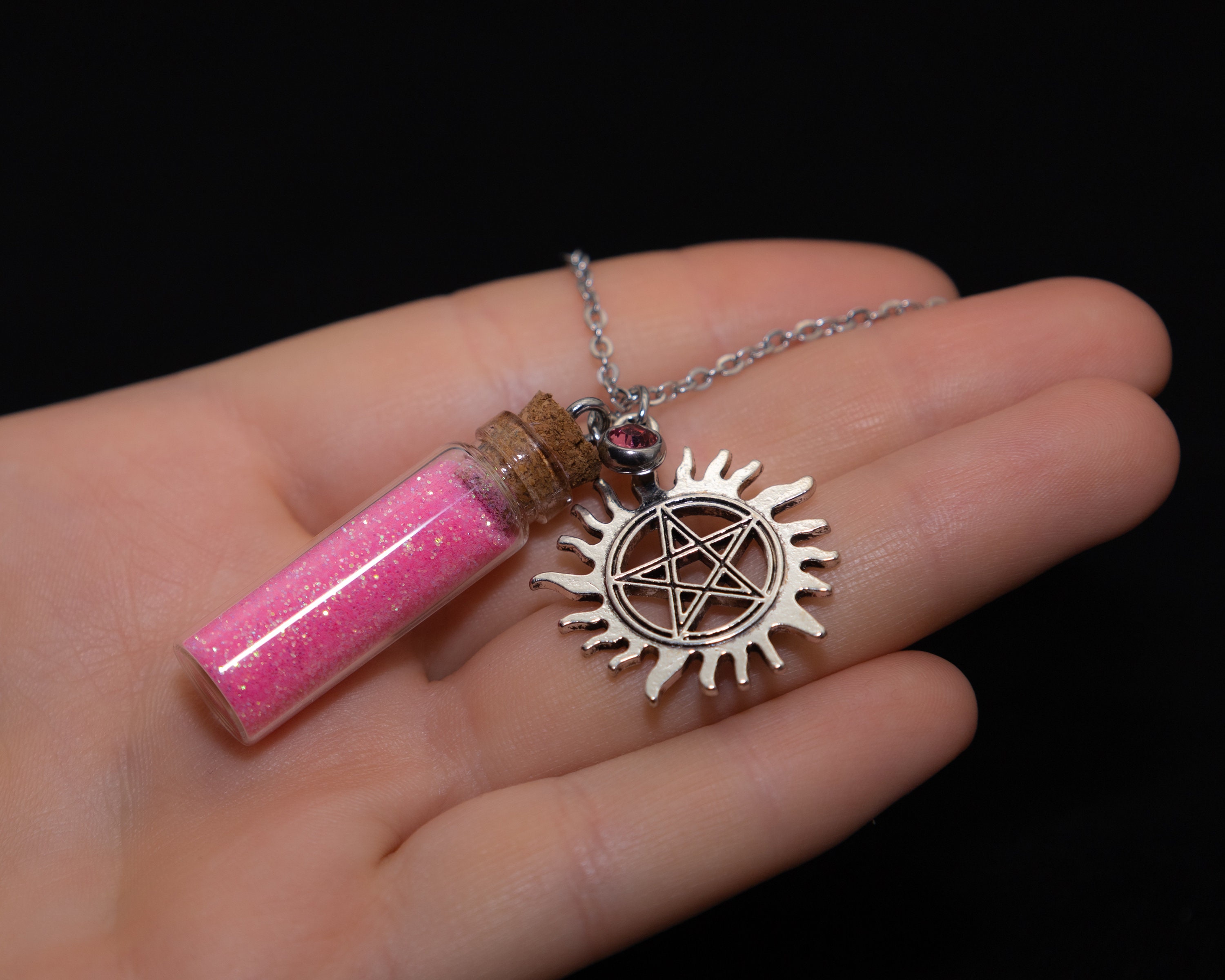 Necklace "pentagram" Inspired by the Series Pink Pink Castiel Wings ...