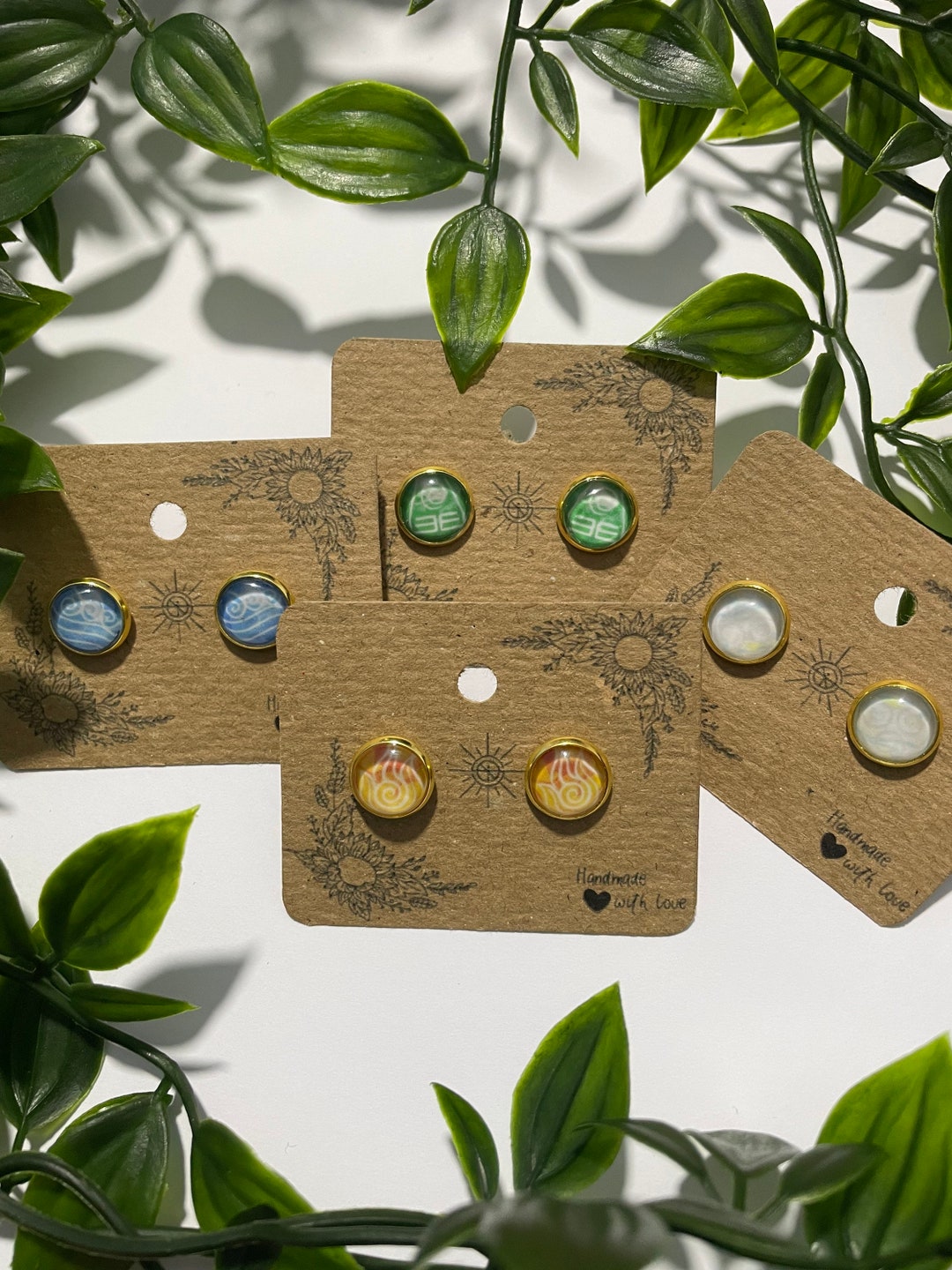 ATLA Stud Earrings | Element Inspired Symbols | Handmade Gold or Silver ...