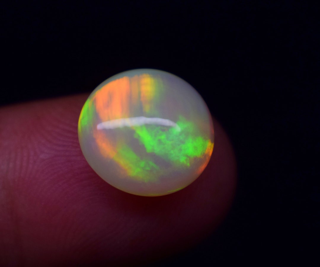 Ethiopian Flashy Fire Opal Cabochon, Colorful Opal, Round Shape, Smooth ...