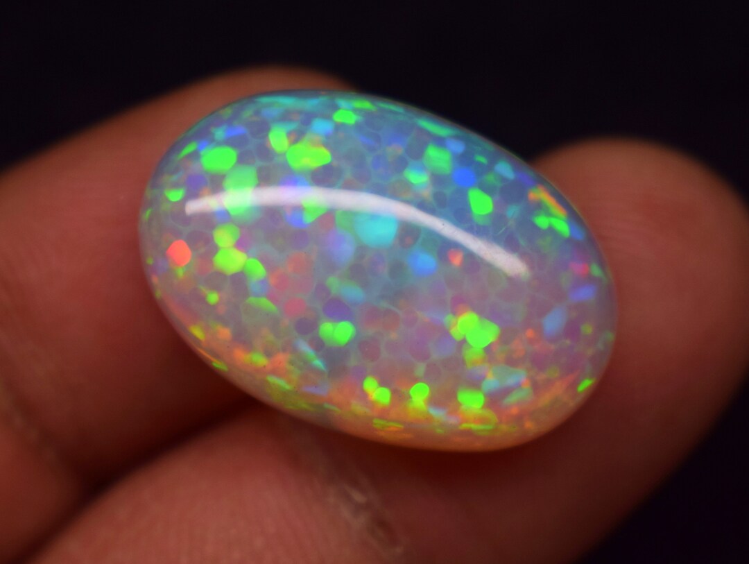 AAA Top Quaility Honeycomb Fire Ethiopian Opal Oval Shape 13.30 Carat Ethiopian Opal Cabochon ...