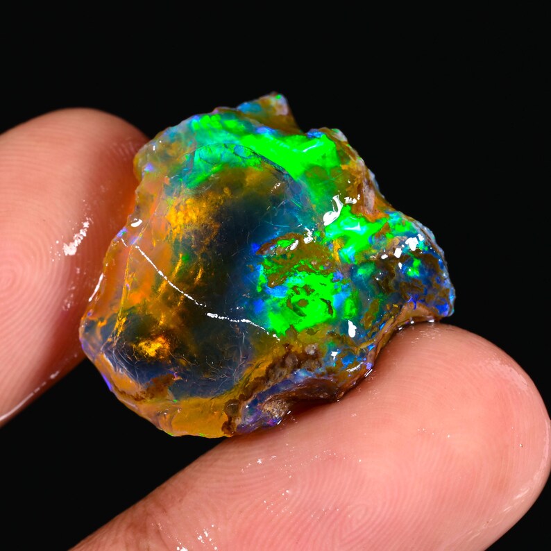 Rough Ethiopian Opal Gemstone, Jewelry Making (22x21x11mm, 26.85 Ct) - Etsy