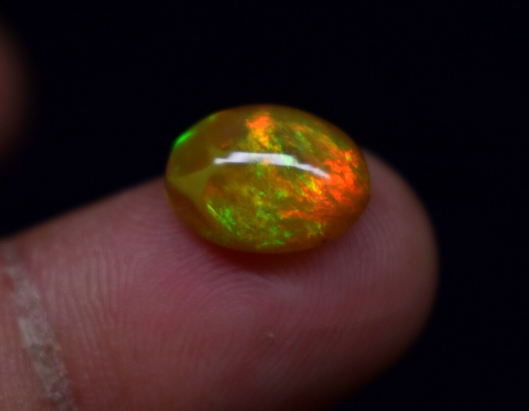 3 Carat Red Flashy Fire Natural Ethiopian Opal Oval Shape Opal Cabochon ...