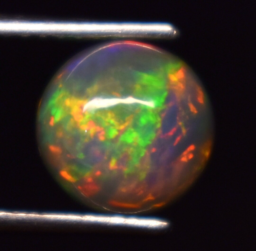 Ethiopian Galaxy Fire Opal Gemstone, Round Shape Opal, Size 10x8 MM ...