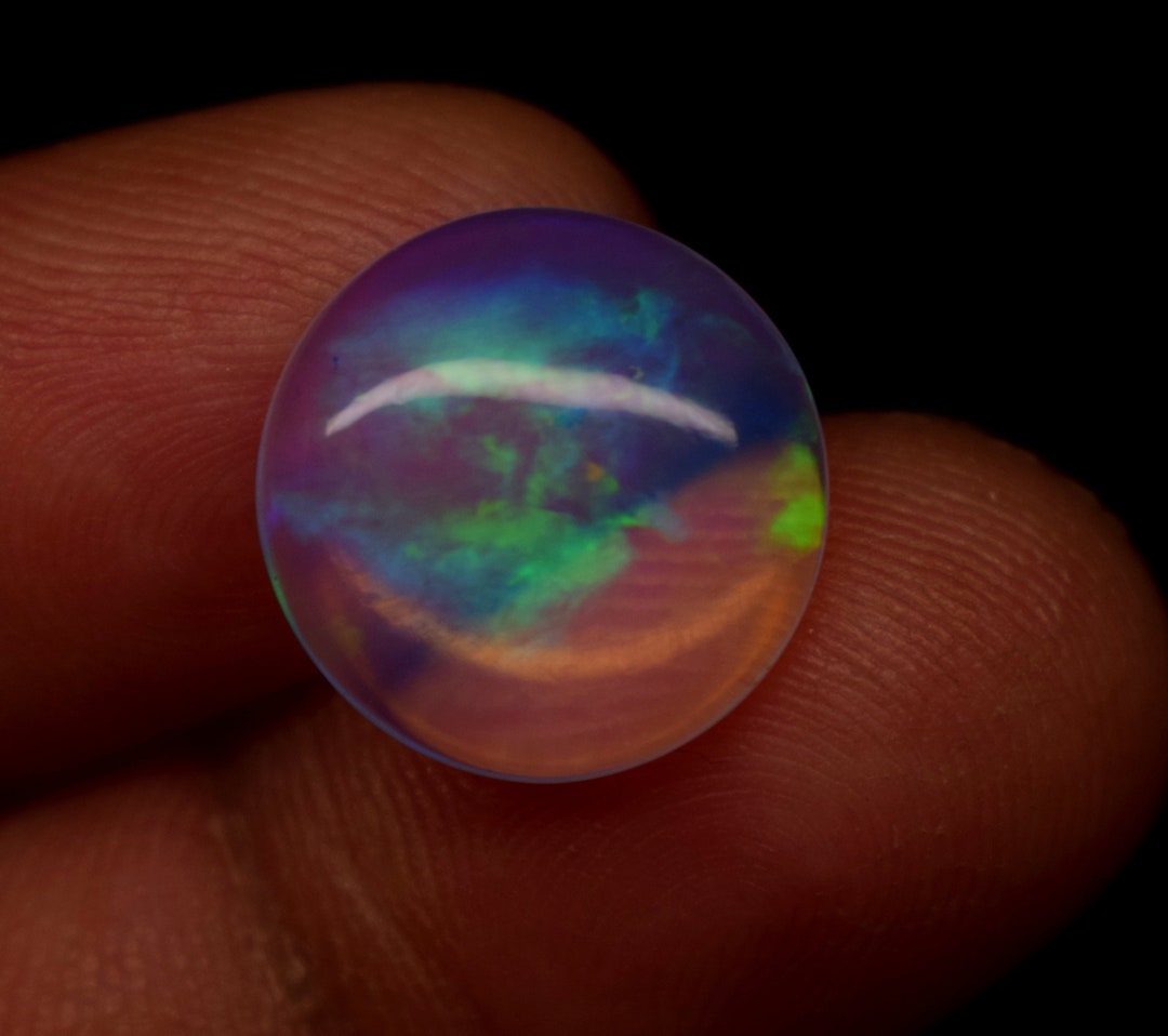 4.80 Carat Multi Fire Natural Ethiopian Opal Gemstone Round Shape ...