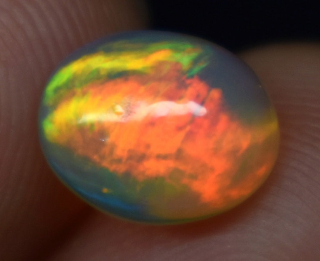 Flashy Fire Natural Ethiopian Opal Gemstone, Rainbow Fire Oval Shape ...