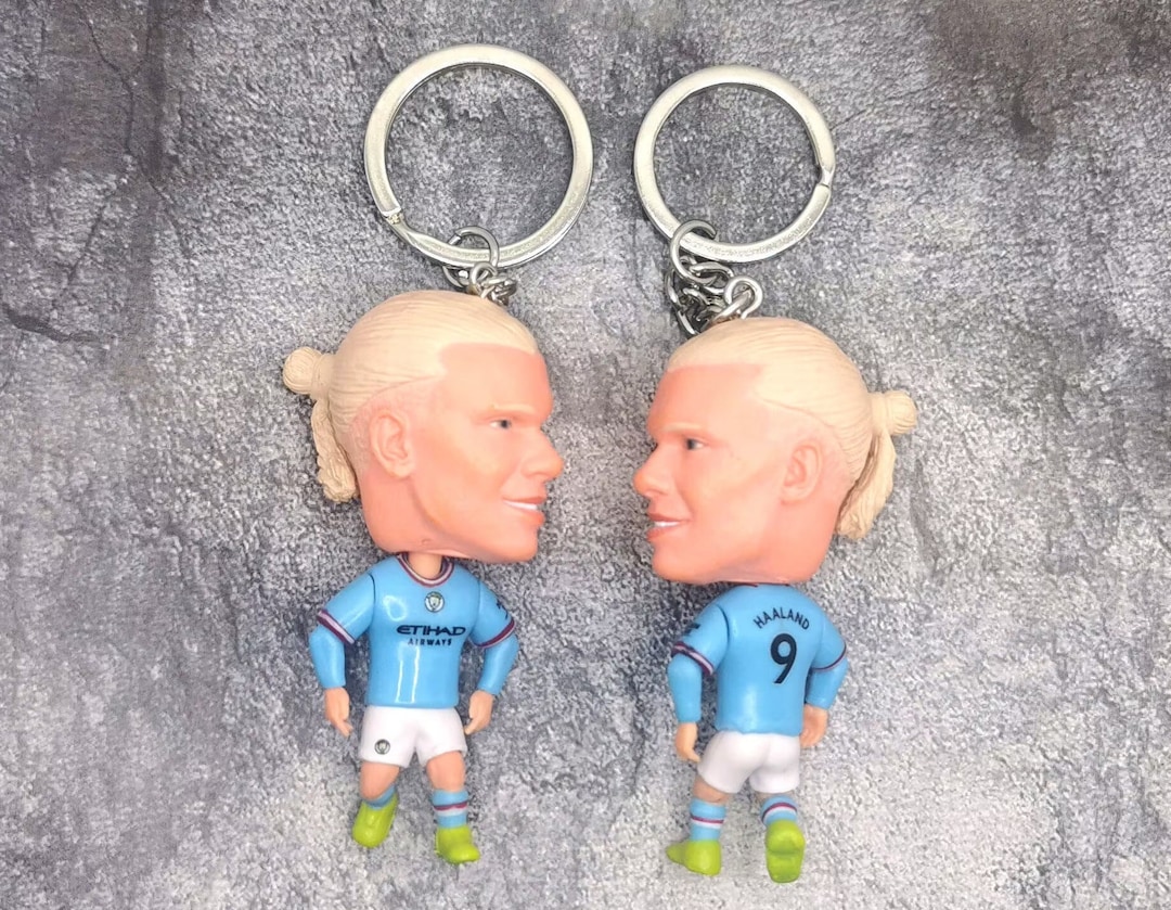 Manchester City, Mini Football Player Keychain, Haaland Gundogan De ...