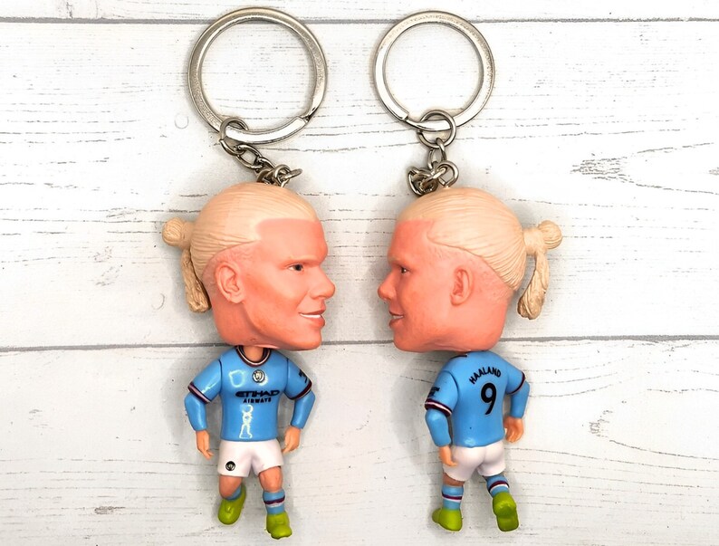 Manchester City, Mini Football Player Keychain, Haaland Gundogan De ...