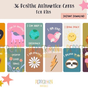 Printable Affirmations for Kids Set Daily Affirmation | Etsy