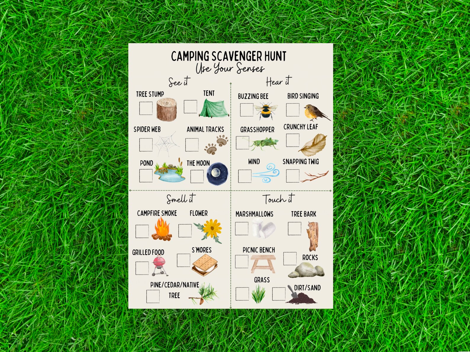 Camping Scavenger Hunt Using Senses INSTANT DOWNLOAD Nature - Etsy Canada