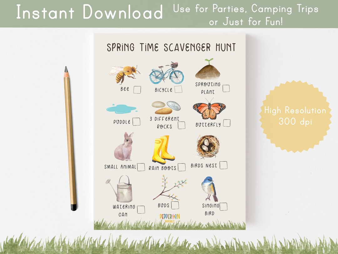 Kids Springtime Scavenger Hunt Digital Download - Etsy