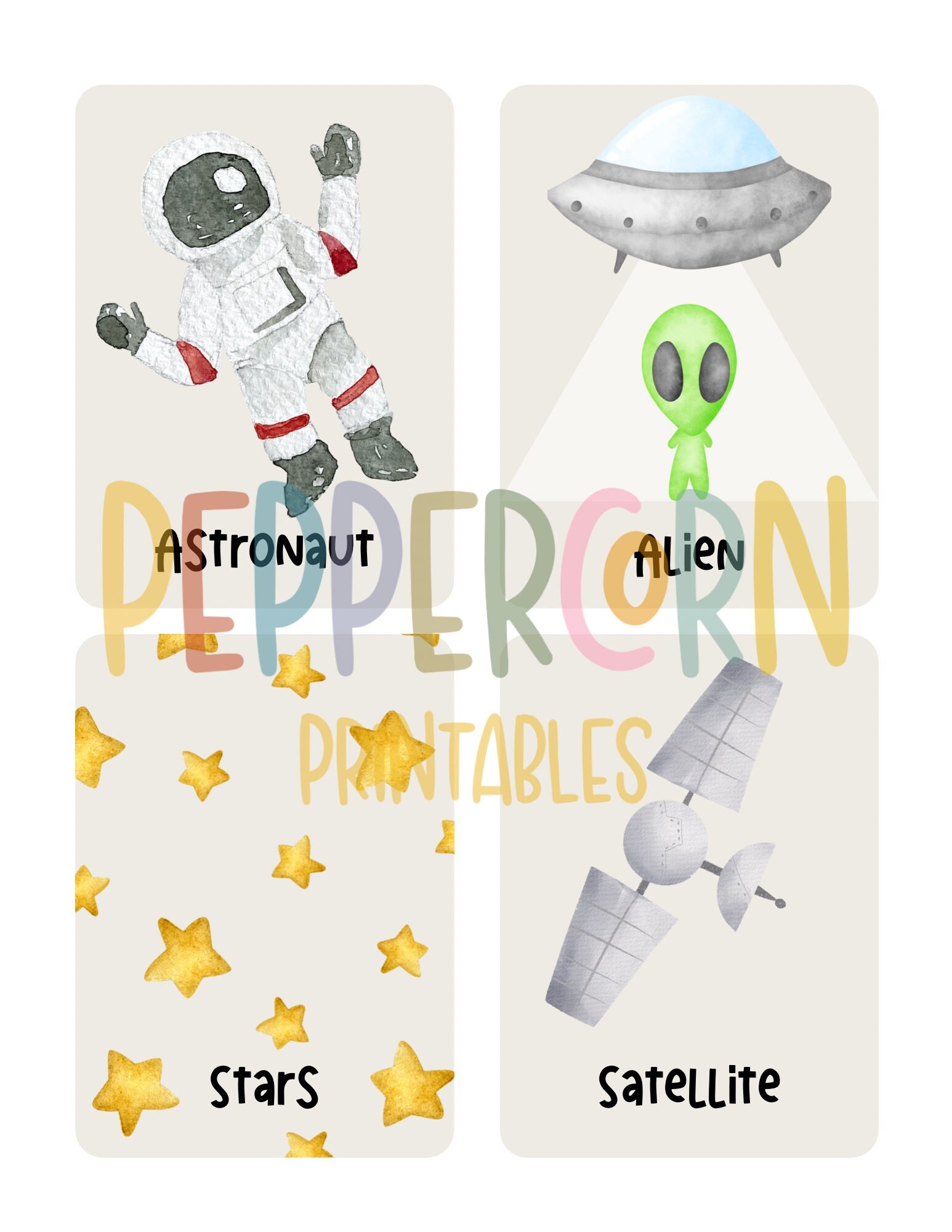 Outer Space Flash Cards, Planet Flash Card, Homeschool, Instant ...