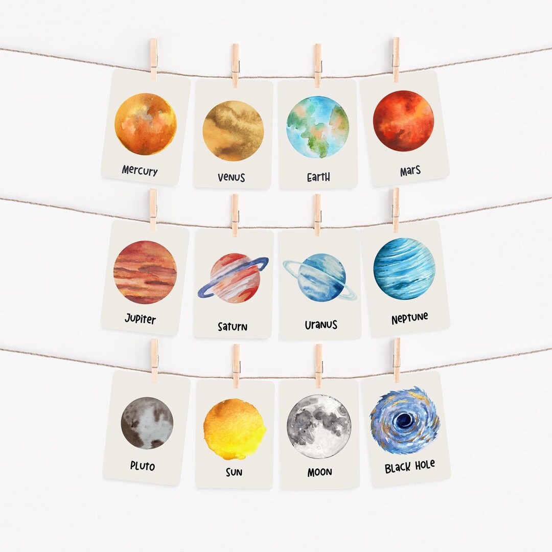 Outer Space Flash Cards, Planet Flash Card, Homeschool, Instant ...