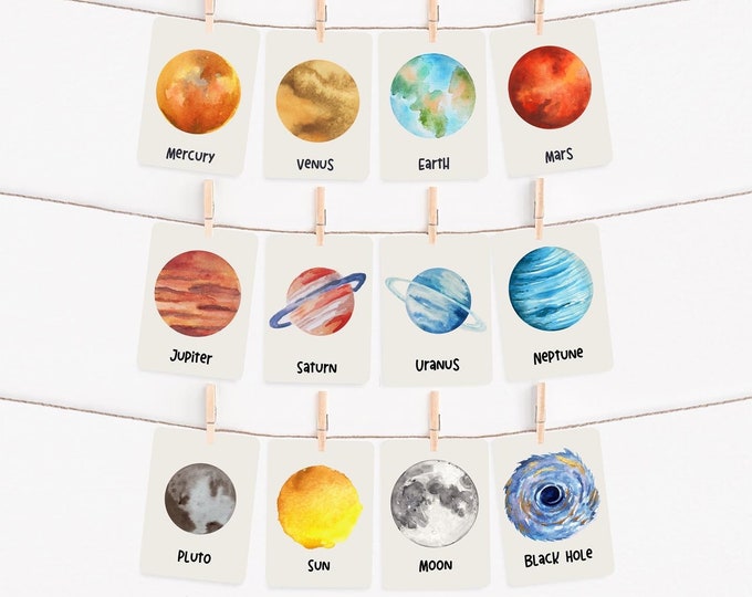 Outer Space Flash Cards, Planet Flash Card, Homeschool, Instant ...
