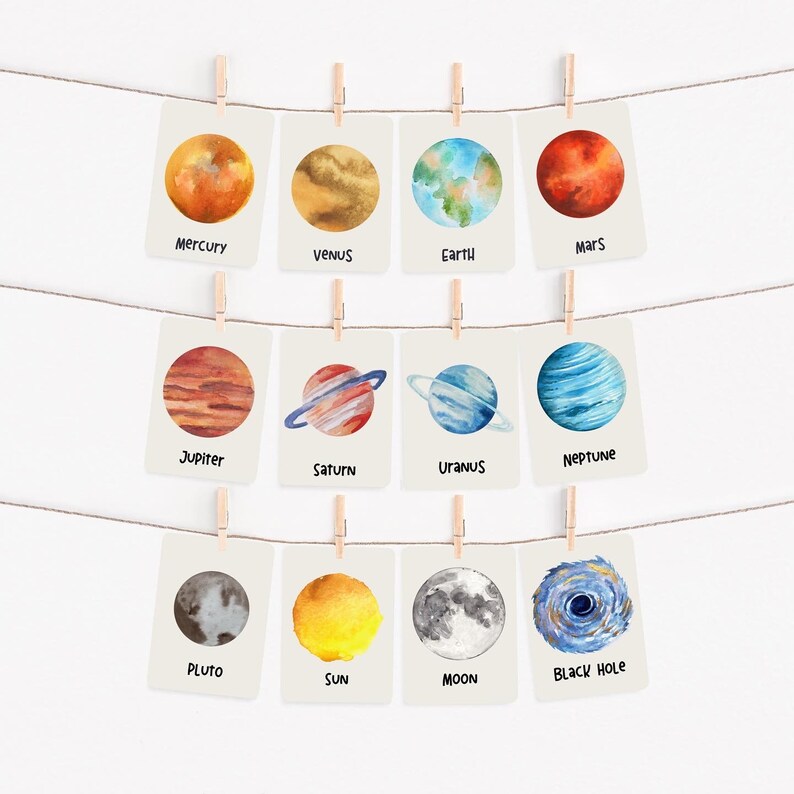 Outer Space Flash Cards, Planet Flash Card, Homeschool, Instant ...