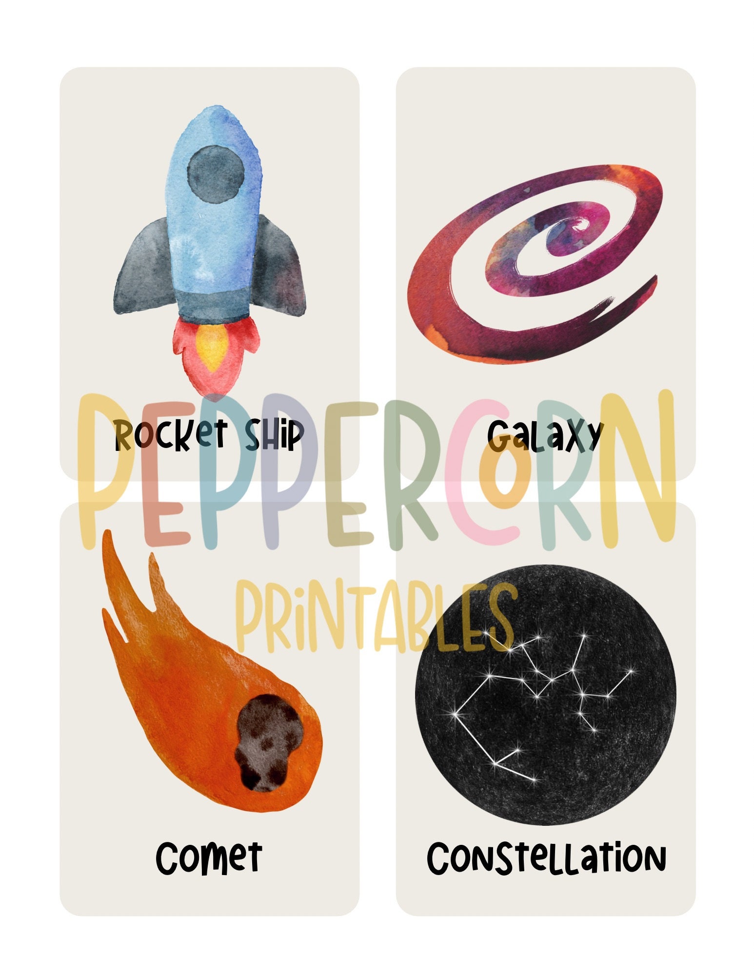 Outer Space Flash Cards, Planet Flash Card, Homeschool, Instant ...