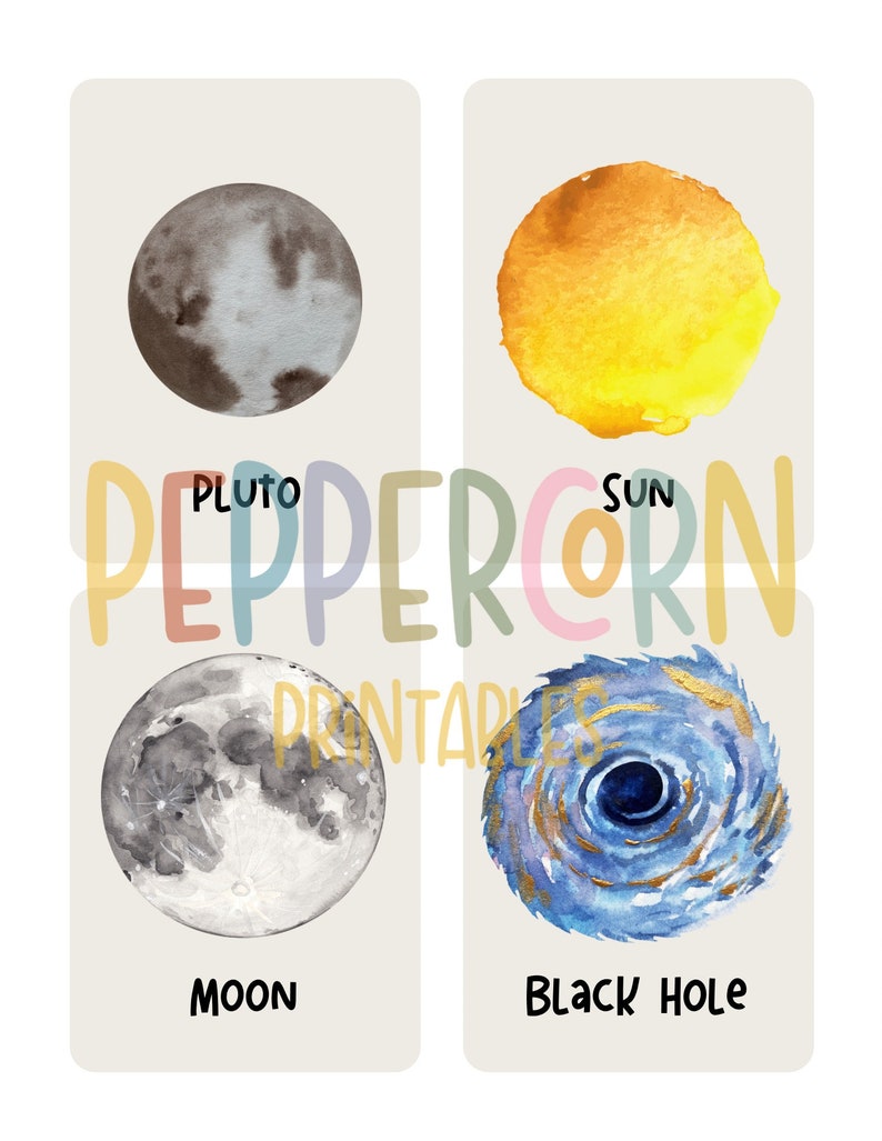 Outer Space Flash Cards, Planet Flash Card, Homeschool, Instant ...