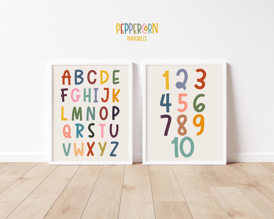 Alphabet and Numbers Bundle, Educational Prints, Kids Printables ...