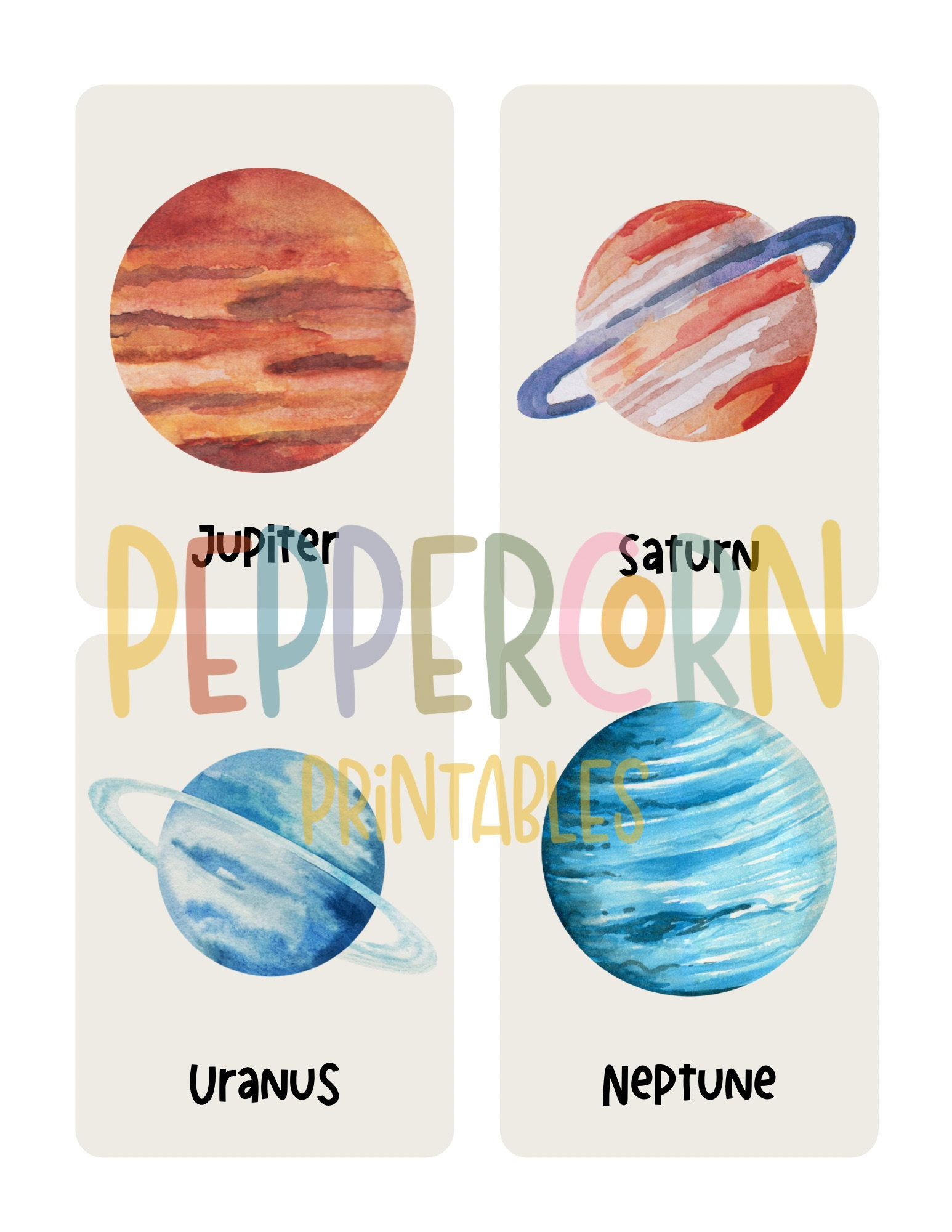 Outer Space Flash Cards, Planet Flash Card, Homeschool, Instant ...