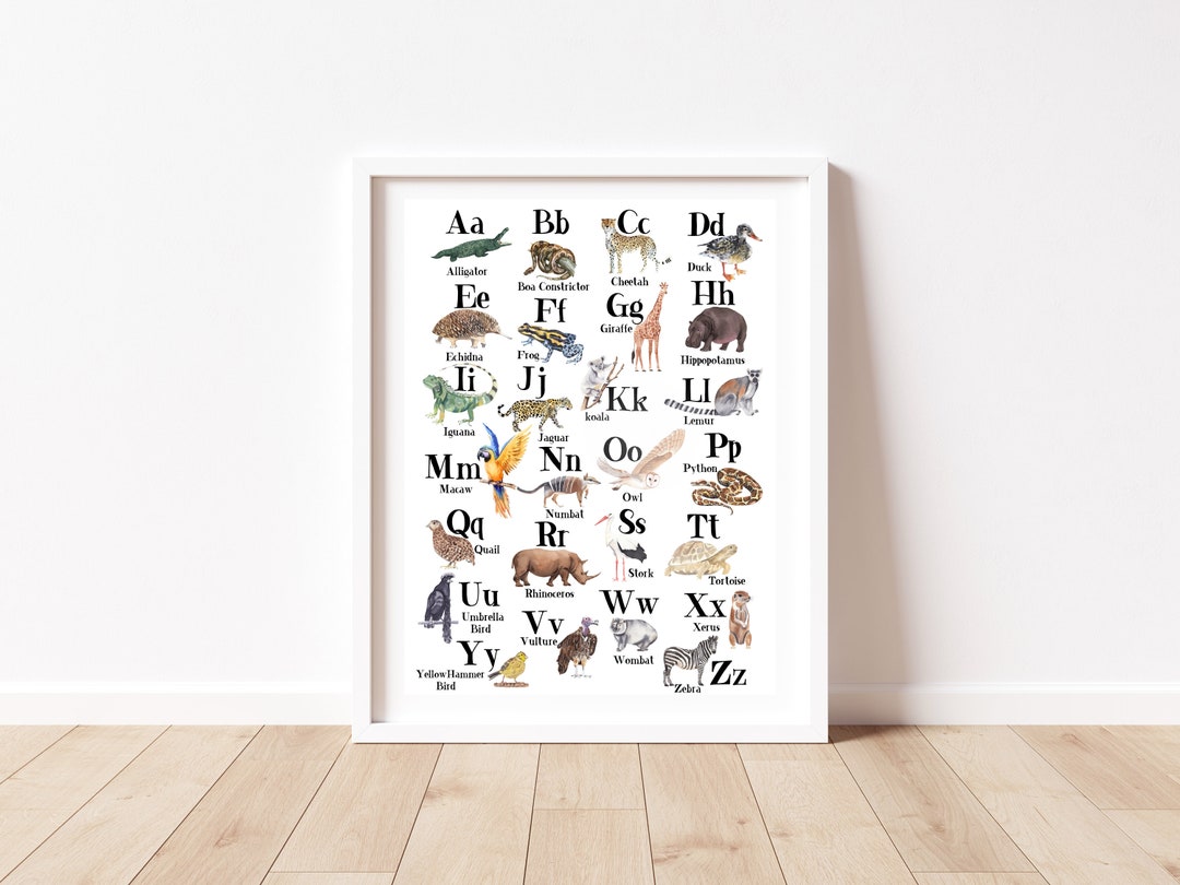 Australian Animal Alphabet, Alphabet Poster, Zoo Animal Print, Playroom ...