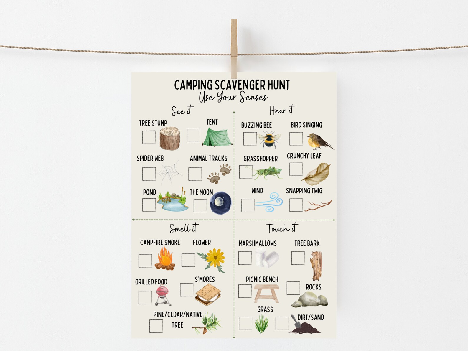 Camping Scavenger Hunt Using Senses INSTANT DOWNLOAD Nature - Etsy Canada