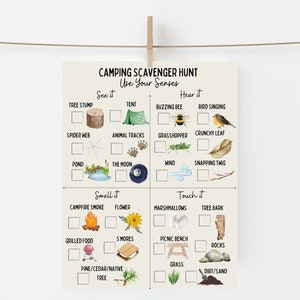 Camping Scavenger Hunt Using Senses INSTANT DOWNLOAD Nature - Etsy Canada