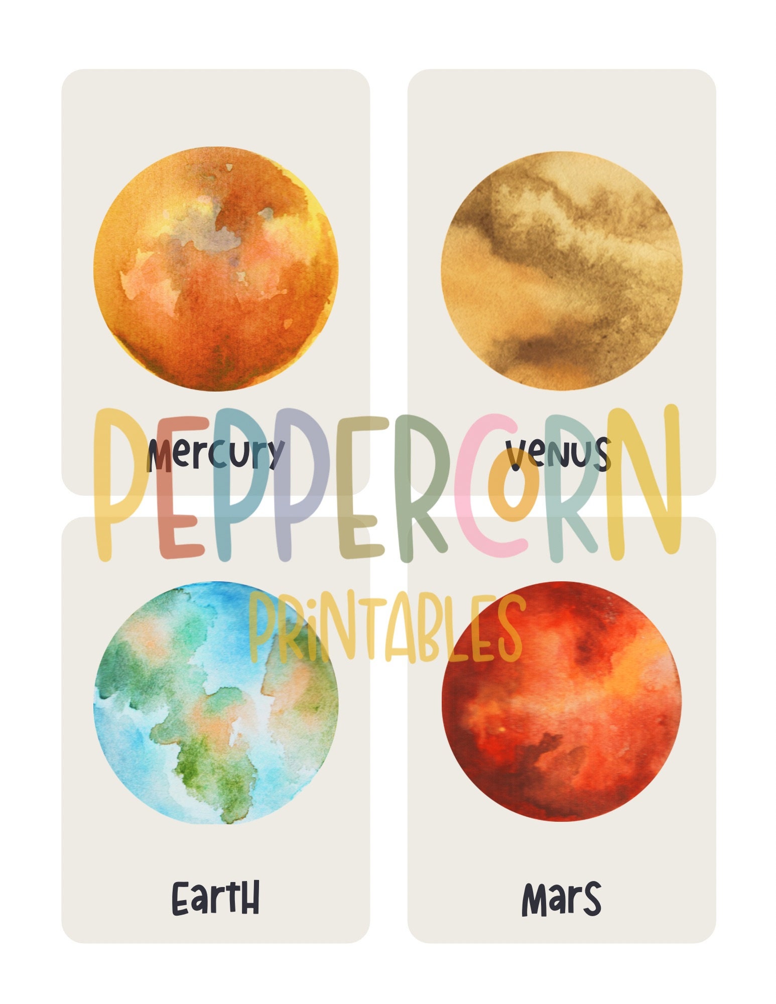 Outer Space Flash Cards, Planet Flash Card, Homeschool, Instant ...