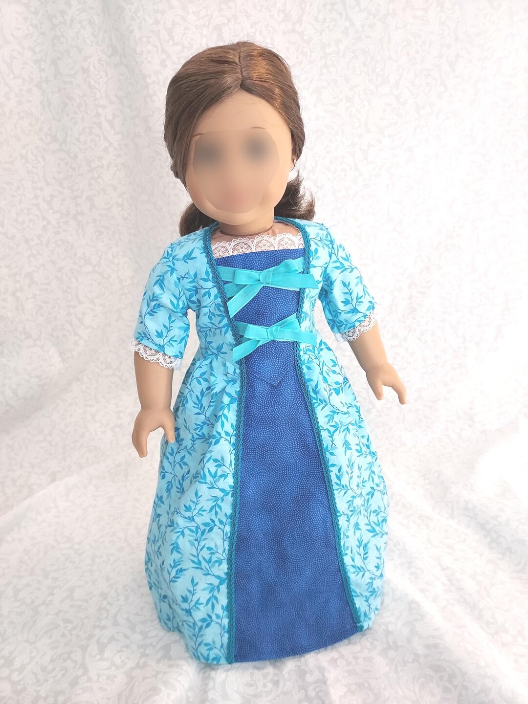 Handmade Blue 18th Century Colonial Gown for 18 Inch Doll, 1700s, Dress ...