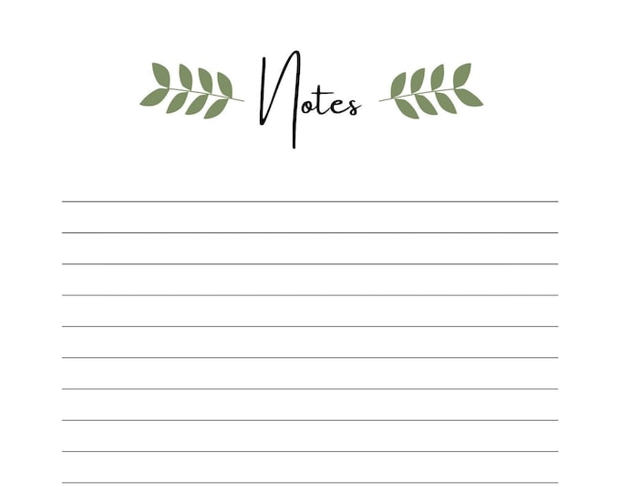 Printable Note Pad, Printable Memo, Digital Stationary, Lined Notepad ...