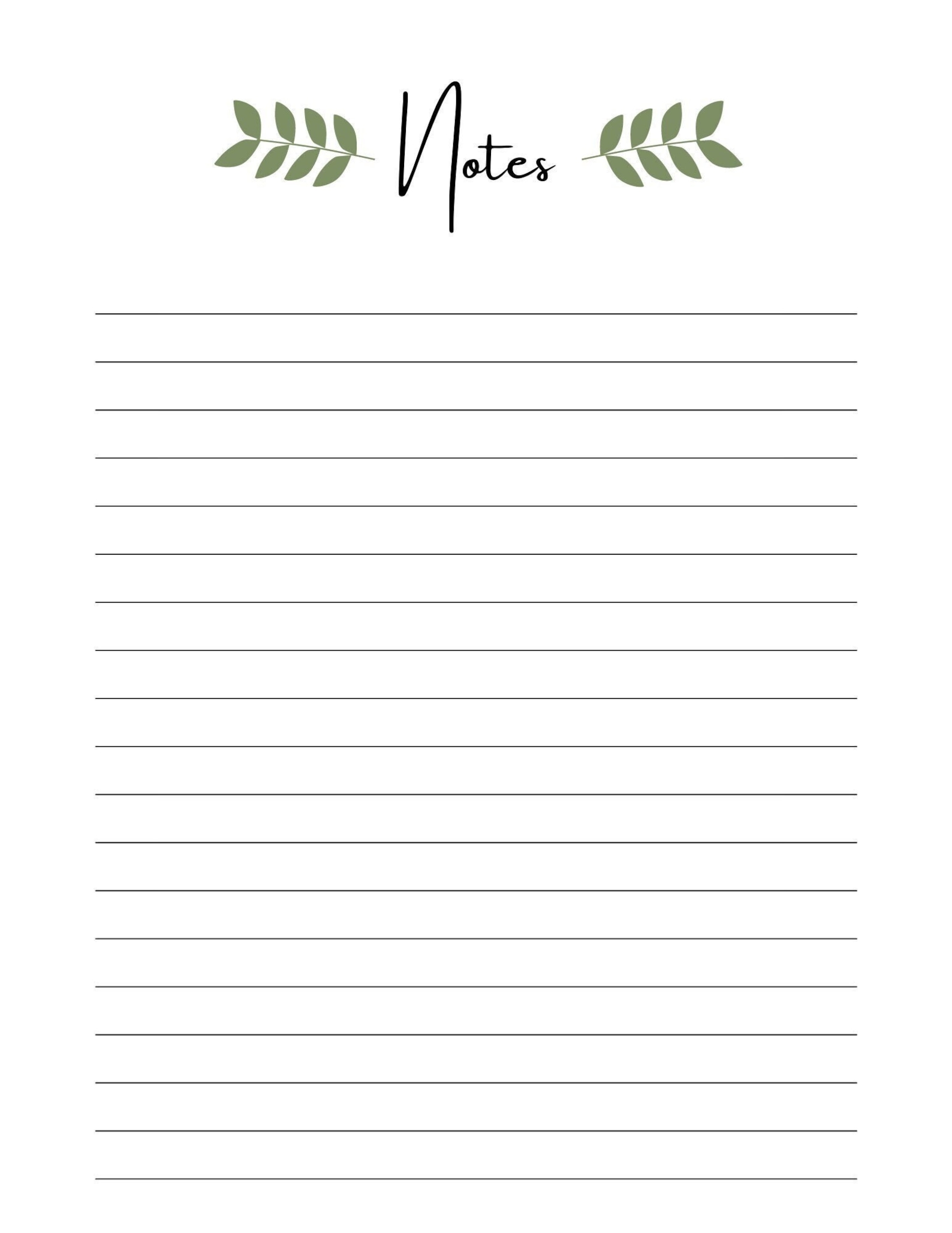 Notes Page Printable, Printable Page for Notes, Lined Note Paper, Lined ...