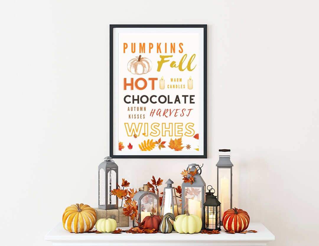 Fall Descriptive Wall Decor, Autumn Art, Thanksgiving Wall Art, Holiday ...