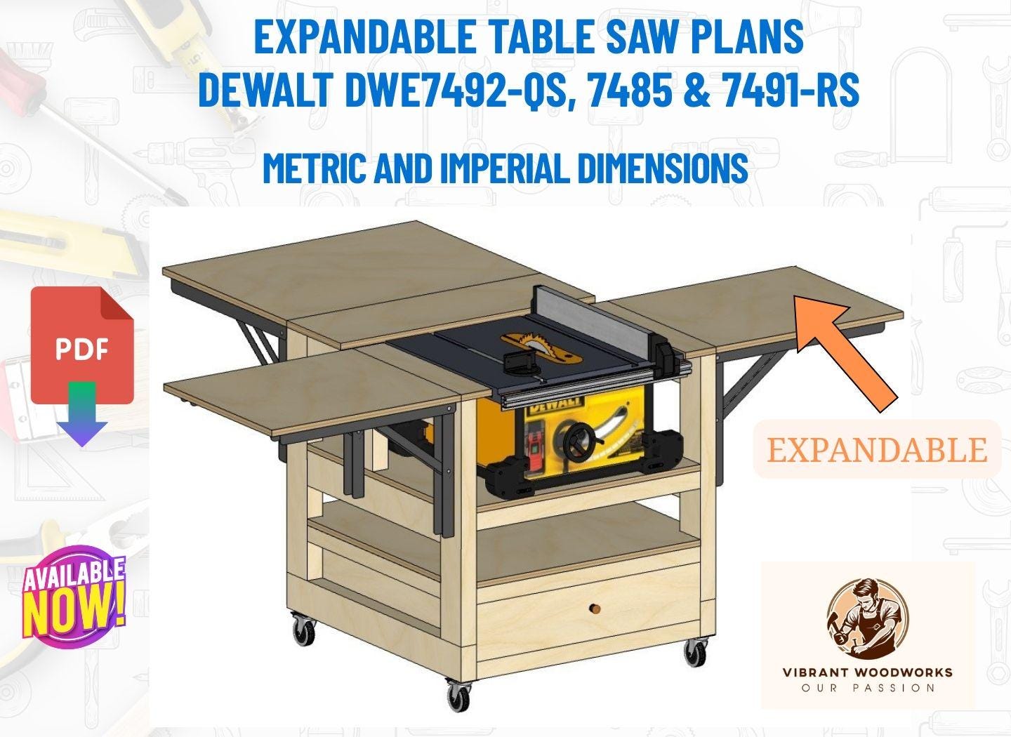 Dewalt DWE7492-QS, DWE7485 & DWE7491-RS Expandable Table Saw Plans ...
