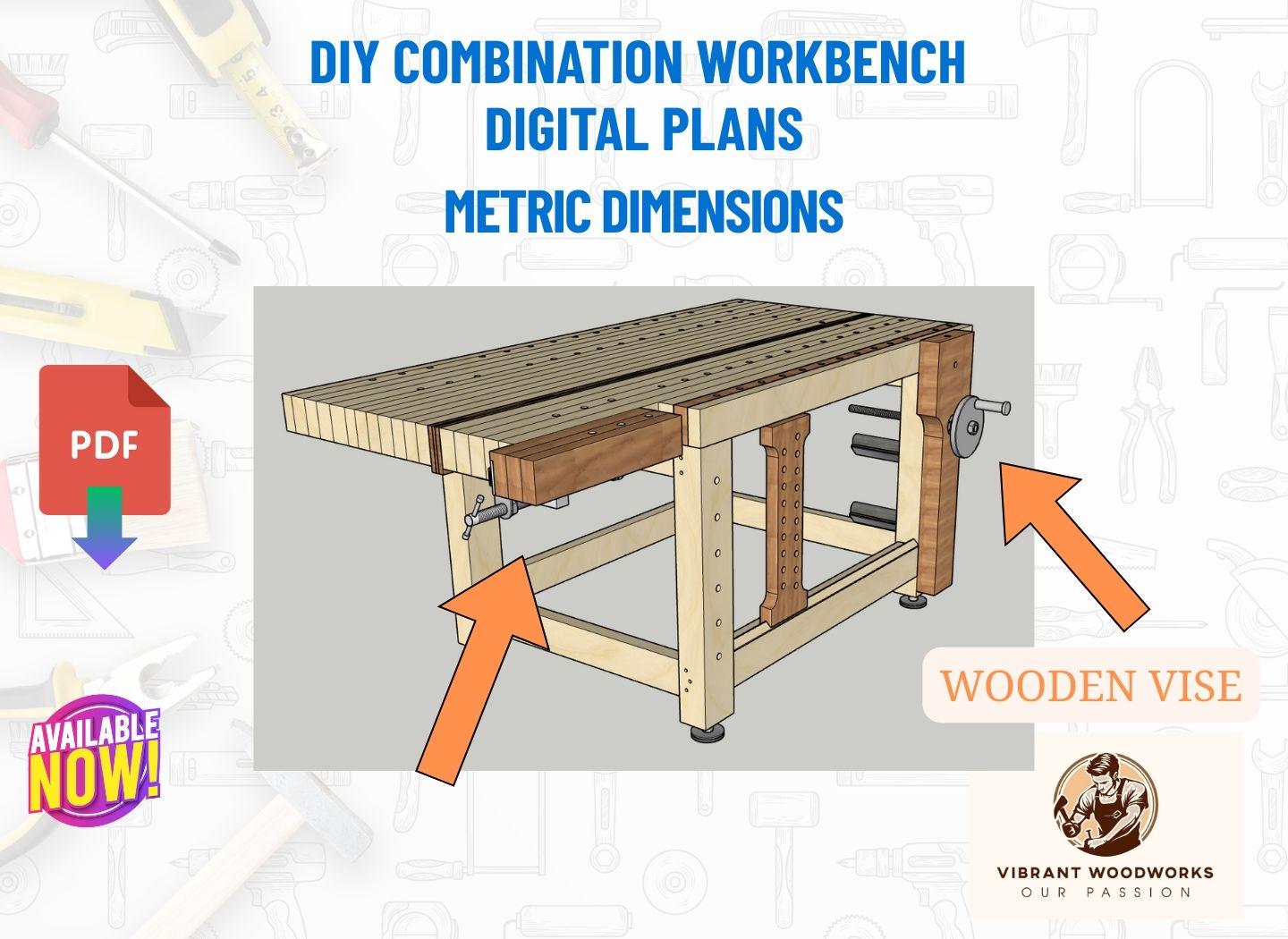 DIY Combination Wooden Workbench Robust Digital PDF Plans, Simple ...