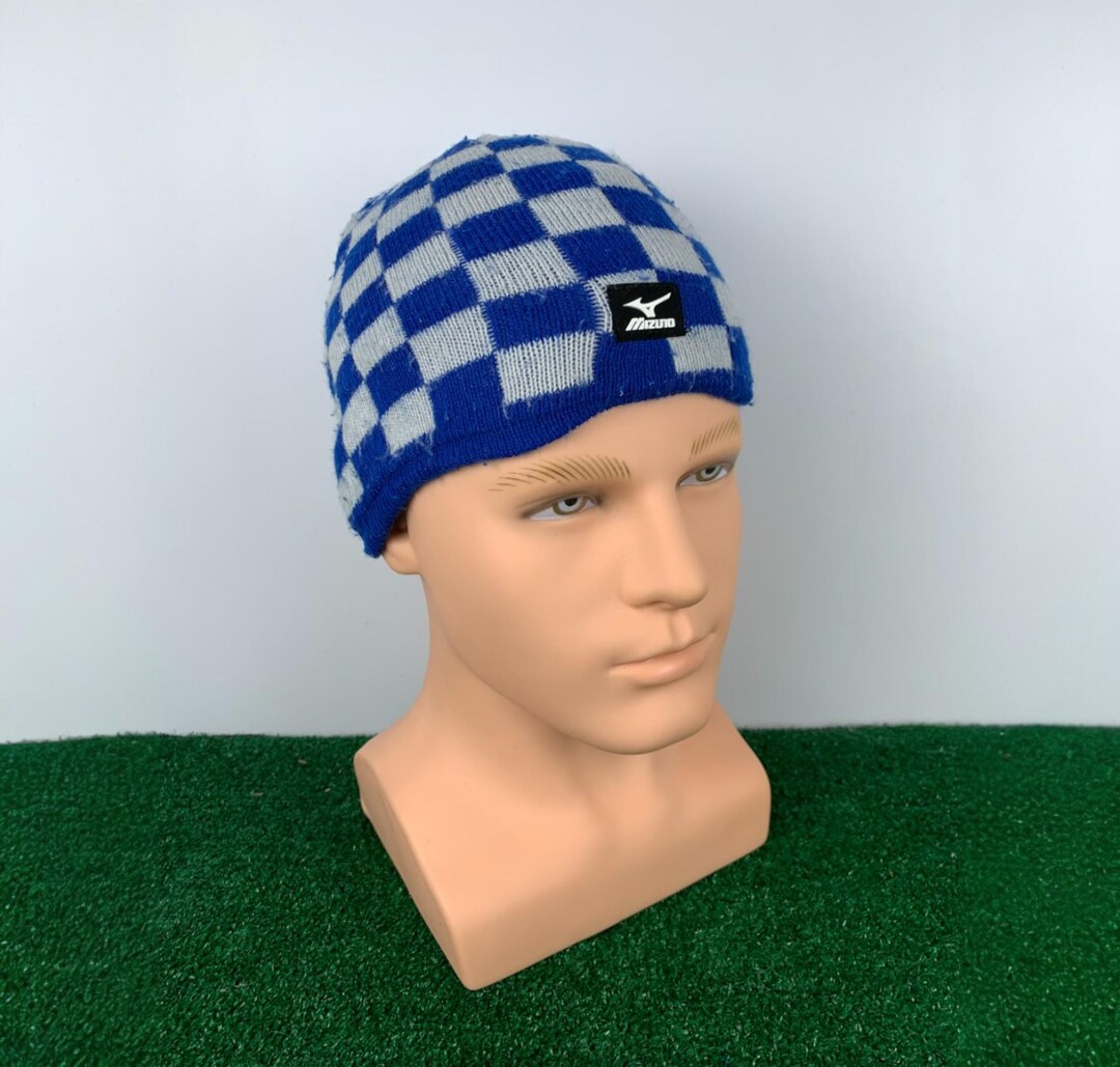 Japanese Mizuno Beanie, Checkered Design Hat , Mizuno Japan Snow Hat ...