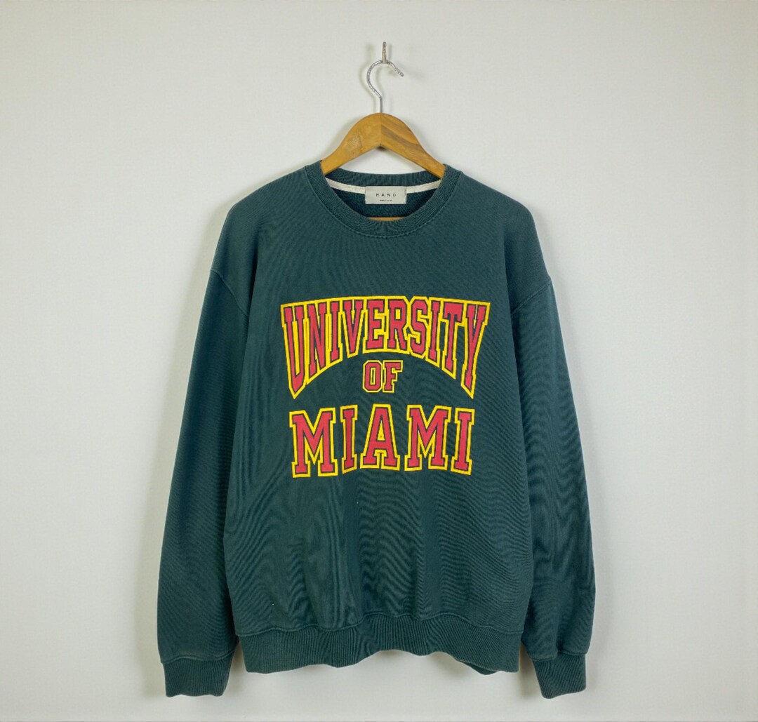 Vintage 2000s University of Miami Sweatshirt Dark Green Oversized ...