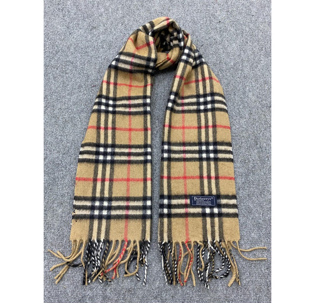 Vintage Burberrys Nova Check Cashmere Scarf Muffler Burberrys Cashmere ...