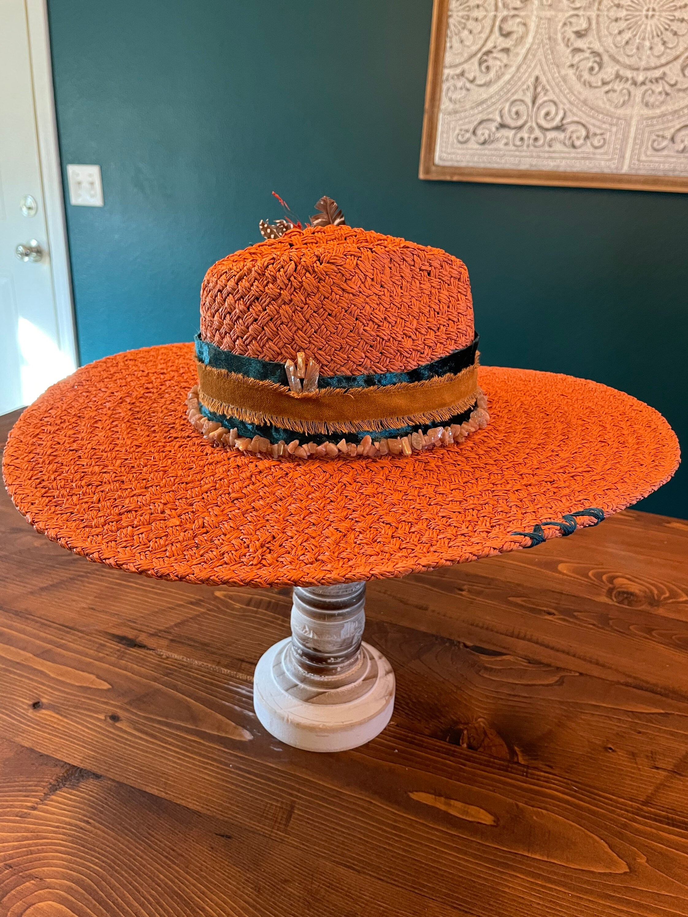 Orange Boho Straw Hat - Etsy