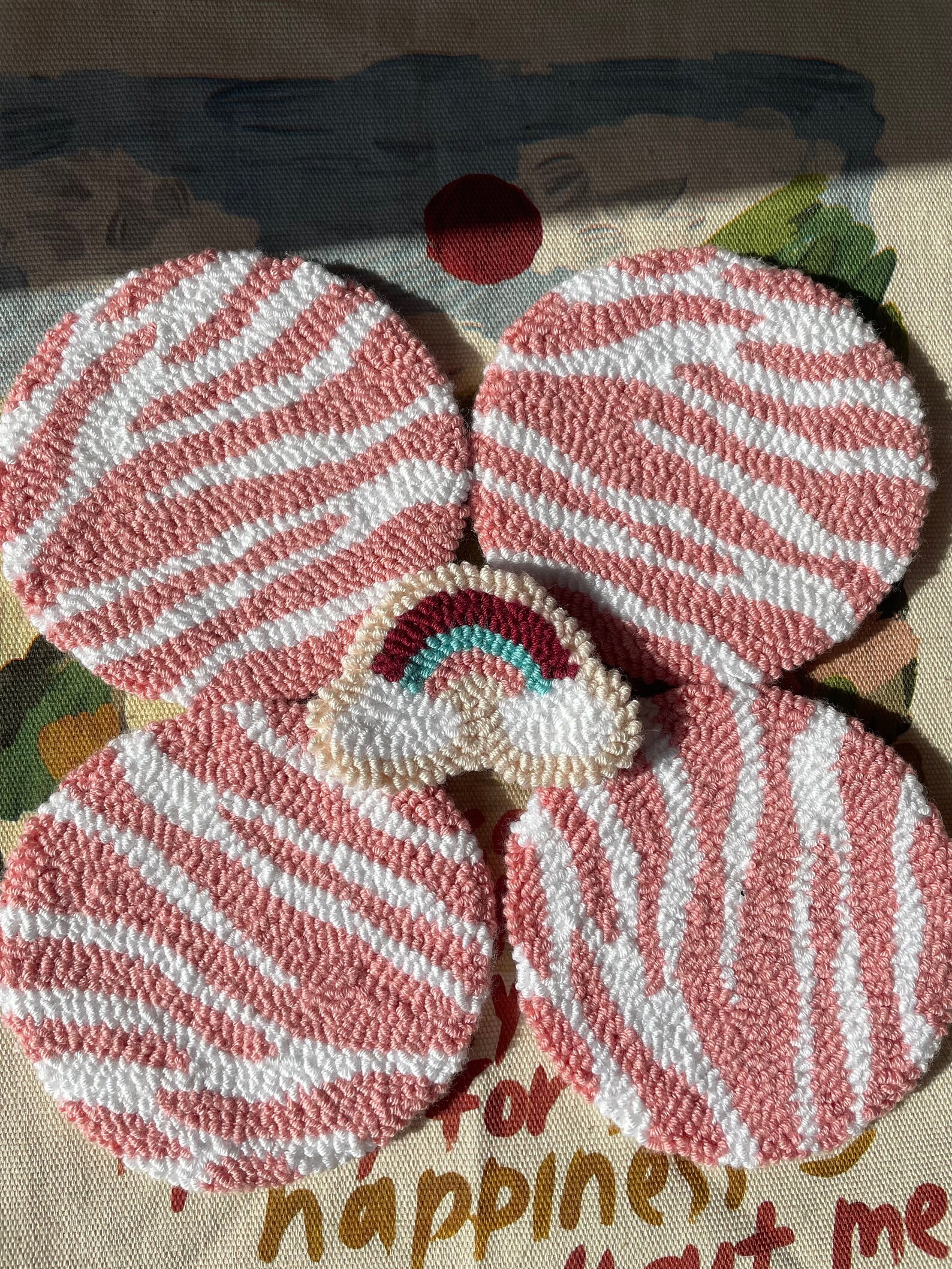 Punch Needle Coaster Handmade Mug Rug Drink Coaster - Etsy